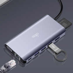 【省32.35元】爱国者接口转换器_aigo 爱国者 H9 Type-C 扩展坞 九合一 灰色多少钱-什么值得买