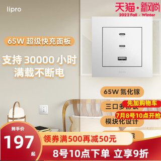 Lipro 氮化镓插座65W超级快充USB接口type-c插座白色暗装电源面板 65W超级快充面板【报价 价格 评测 怎么样】 -什么值得买