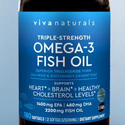【省135元】Viva Naturals其他营养_Viva Naturals Omega-3深海鱼油软胶囊 180粒多少钱-什么值得买
