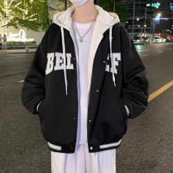 迈特优男上装_MONTVOO 迈特优 假两件外套男春秋oversize高街加绒夹克男潮牌连帽棒球服多少钱-什么值得买