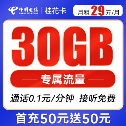 中国电信运营商_CHINA TELECOM 中国电信 桂花卡 29元月租 30G流量多少钱-什么值得买