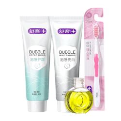 【省28.44元】舒客牙膏_Saky 舒客 牙膏牙刷套装（泡感亮白65g+泡感护龈65g+柔丝护龈牙刷1支+漱口水100ml）多少钱-什么值得买