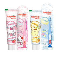 舒客牙膏_Saky 舒客 宝贝（sakykids）护齿儿童牙膏儿童牙刷 含氟鲜橙味60g1支+草莓味60g1支+牙刷2支 水果味多少钱-什么值得买