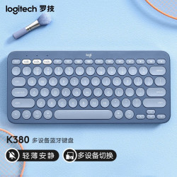 【省80元】罗技键盘_logitech 罗技 蓝牙键盘K380多设备切换笔记本平板IPAD电脑适用时尚超薄轻音巧克力按键 品月蓝-for ...
