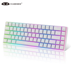 MageGee键盘_MageGee MK-BOX Plus三模机械键盘 68键布丁键帽 RGB 白色红轴多少钱-什么值得买