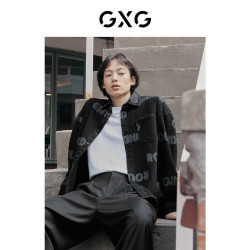 【省169.5元】GXG男士夹克_GXG 男装 黑色牛仔翻领长袖衬衫夹克外套时尚满印 2022年秋季新品多少钱-什么值得买