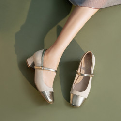 沙驰女士单鞋_SATCHI 沙驰 23年春新款羊皮拼接时尚优雅女单鞋百搭浅口玛丽珍鞋气质通勤鞋多少钱-什么值得买