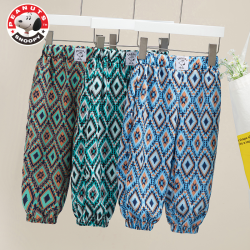 史努比男童装_SNOOPY 史努比 男童女童夏季宽松舒适冰凉透气菱形格子防蚊裤儿童印花长裤多少钱-什么值得买