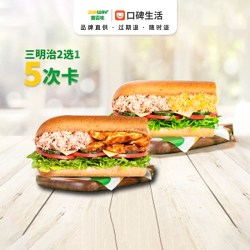 赛百味快餐电子券_SUBWAY 赛百味 5份赛百味 6英寸双拼三明治（2选1）多少钱-什么值得买
