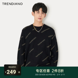 【省99.8元】TRENDIANO男上装_TRENDIANO 潮牌官方冬季时尚简约金色logo提花针织衫百搭毛衣男士多少钱-什么值得买