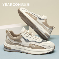 【省36元】意尔康男士休闲鞋_YEARCON 意尔康 男鞋网面透气运动跑步鞋男士厚底增高休闲鞋 E51301266 卡其灰 40多少钱-什么值得买