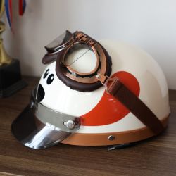 Andes HELMET摩托车骑行装备_Andes HELMET 3c认证卡通狗狗头盔电动车半盔夏季男女情侣哈雷安全帽可爱多少钱-什么值得买