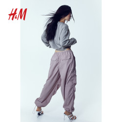 H&M女上装_H&M HM女装卫衣秋装女2023年新款柔软印花落肩舒适长袖短上衣1172977多少钱-什么值得买