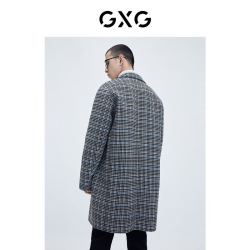 【省58元】GXG男外套_GXG 男装冬季新款商场同款新学院系列格纹大衣轻商务 蓝黑格 170/M多少钱-什么值得买