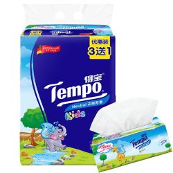 得宝抽纸_Tempo 得宝 抽纸 儿童系列4层加厚90抽*4包多少钱-什么值得买