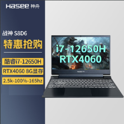 神舟游戏本_Hasee 神舟 S8D6 I7-12650H RTX4060独显直连2.5K高刷游戏笔记本电脑多少钱-什么值得买