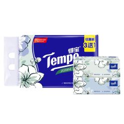 得宝抽纸_Tempo 得宝 抽纸茉莉花味4层加厚90抽*4包湿水不易破 纸巾 餐巾纸 卫生纸多少钱-什么值得买