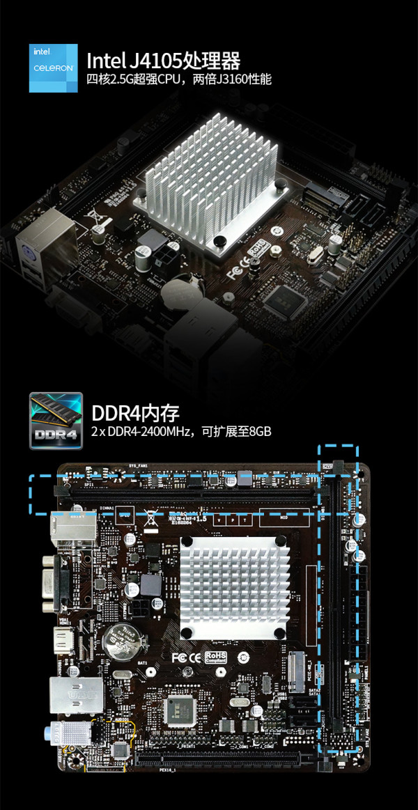 BIOSTAR 映泰 J4105/J4125主板集成低功耗intel四核低功耗CPU静音无扇NAS优选 J4125NHU(官方标配）【报价 ...