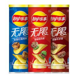 乐事膨化食品_Lay's 乐事 无限薯片无肉不欢3连罐（烤肉/红烧肉/牛扒）104g*3罐多少钱-什么值得买