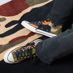 匡威运动帆布鞋_CONVERSE 匡威 CHUCK 70s复古豹纹迷彩拼接1970s高帮帆布鞋 168905C 168905C T仓现货 35 ...