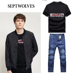 【省33.71元】七匹狼男士夹克_SEPTWOLVES 七匹狼 春夏防风夹克外套*1+冰氧吧牛仔裤*1+圆领T恤*1多少钱-什么值得买