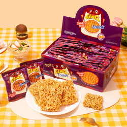 GEMEZ Enaak膨化食品_GEMEZ Enaak 印尼GEMEZ休闲膨化追剧零食烟熏牛肉烧烤味小鸡面干脆面30包多少钱-什么值得买