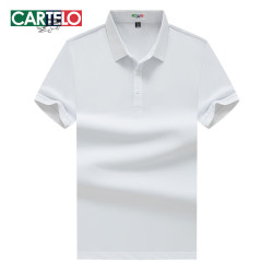 卡帝乐鳄鱼男士POLO衫_CARTELO 卡帝乐鳄鱼 夏季男士冰丝短袖T恤纯色大码青年上衣可定制工装 白色 190/3XL多少钱-什么值得买