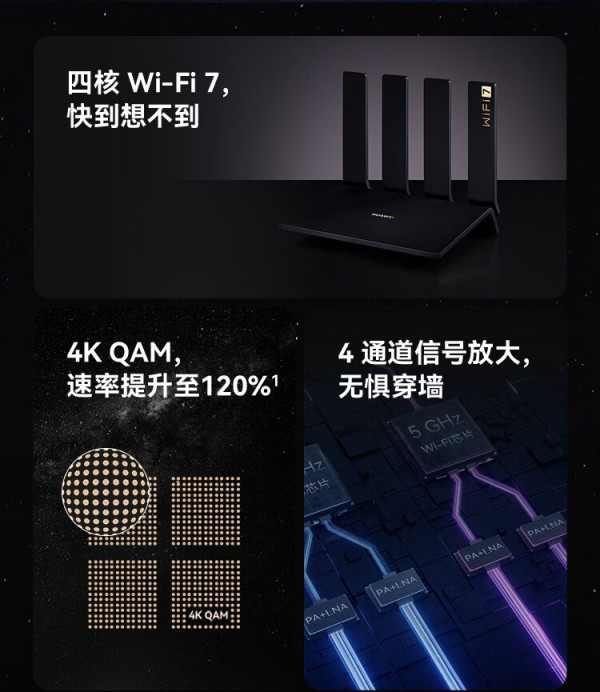HUAWEI 华为 BE3 Pro 双频3600M 千兆家用路由器 Wi-Fi 7 黑色【报价 价格 评测 怎么样】 -什么值得买