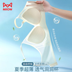 内衣胸罩_Miiow 猫人 软支撑内衣女凉感冰丝文胸无痕无钢圈透气薄款性感聚拢胸罩白色L 荔枝白 L165/90多少钱-什么值得买