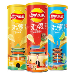 乐事膨化食品_Lay's 乐事 无限 薯片组合装 3口味 104g*3罐（原味+嗞嗞烤肉味+青柠味）多少钱-什么值得买