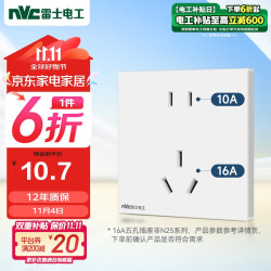 雷士电工插座_NVC 雷士电工 开关插座 二孔10A三孔16A 86型 暗装插座面板 象牙白多少钱-什么值得买