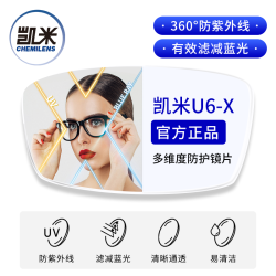 【省1492元】凯米镜片_凯米 1.74折射率 U6-X轻底色防蓝光镜片*2片（可配镜框/支持来框加工）多少钱-什么值得买