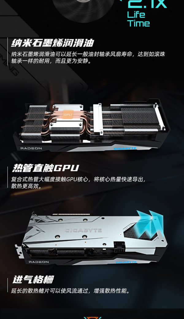 GIGABYTE技嘉7650GRE显卡 魔鹰 Radeon RX 7650 GRE GAMING OC 8G 电竞游戏设计智能学习电脑支持4K ...