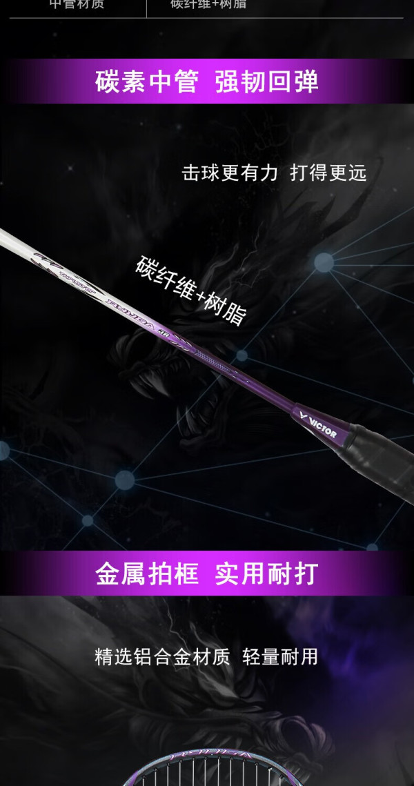威克多威克多 VICTOR音爆羽毛球拍轻量高磅进攻碳素大小铁锤Pro单拍TKBOOM TK-BOOM音爆4U-粉色线【铁锤升级 22磅（适用小 ...