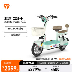 【省400元】雅迪电动车_雅迪 C09 电动自行车 TDT1503Z 48V24Ah锂电多少钱-什么值得买