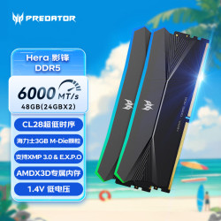 宏碁掠夺者台式机内存_宏碁掠夺者 48G(24G×2)套装 DDR5 6000频率 台式机内存条 Hera影锋系列 RGB灯条(C28) 潜影黑 AI电脑配件多少钱-什么值得买