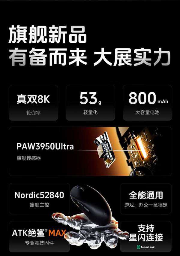 【省74.18元】艾泰克鼠标_艾泰克 ATK A9 ProMax 双8k，标配无线多少钱-什么值得买