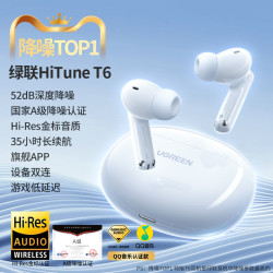 【省65.35元】绿联耳机_绿联 HiTune T6s 入耳式真无线主动降噪蓝牙耳机多少钱-什么值得买