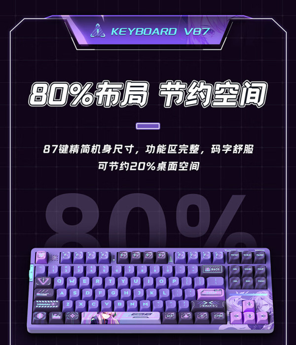 VGN V87 PRO 87键 2.4G蓝牙 多模无线机械键盘 雅典娜 阿尼亚轴 RGB【报价 价格 评测 怎么样】 -什么值得买
