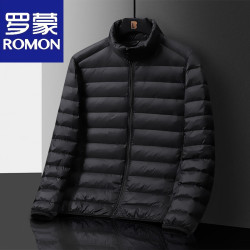 【省40.6元】罗蒙男士羽绒服_罗蒙 男士轻薄羽绒棉服内穿冬装羊羔绒内胆棉衣中年加绒加厚小棉袄 黑色-F88立领 M 60-85斤多少钱-什么值得买
